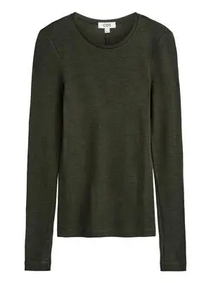 Cos Slim Merino Wool Sweater Green