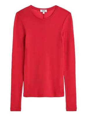 Cos Slim Merino Wool Sweater Red