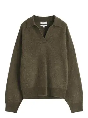 Cos Brushed Cashmere Polo Sweater - Green