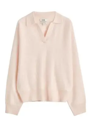 Cos Brushed Cashmere Polo Sweater - Pink