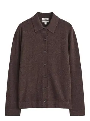 Cos Cashmere Shirt With Pointed Collar - Brown