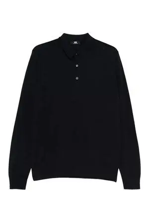 Alpha Studio Long-sleeved Polo-neck Sweater - Blue