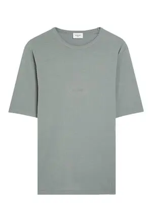 Saint Laurent Logo-embroidered Cotton T-shirt - Grey