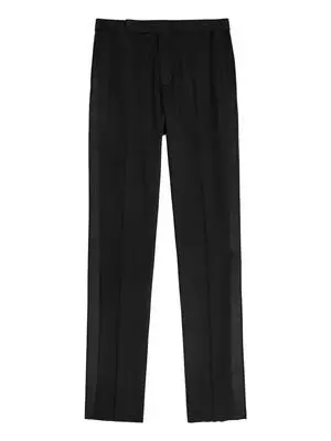 Saint Laurent Satin And Wool Slim-leg Trousers - Black