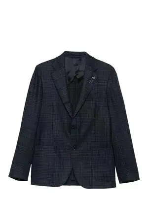 LARDINI Checked Patch-pocket Blazer - Blue