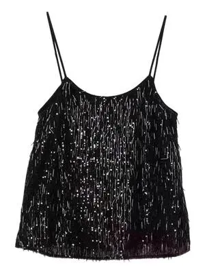 TWINSET Sequin Fringe Top - Black