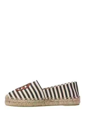ANINE BING Striped Logo Flat Espadrilles - White