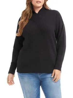 Karen Kane Crossover Collar Sweater - Black