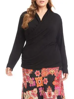 Karen Kane Crossover Jersey Top - Black