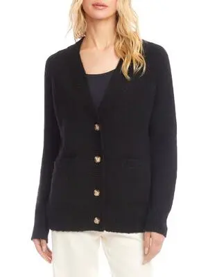Karen Kane V-neck Relaxed Fit Cardigan - Black
