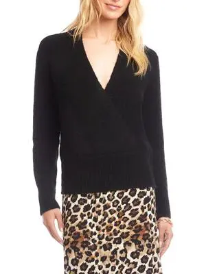 Karen Kane Surplice V-neck Sweater - Black