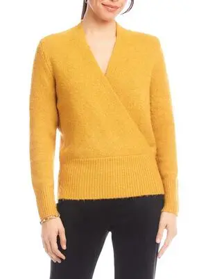 Karen Kane Surplice V-neck Sweater - Gold