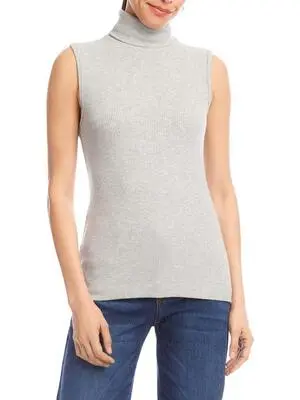 Karen Kane Sleeveless Ribbed Turtleneck Top Heather Gray