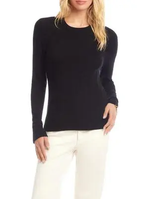 Karen Kane Long Sleeve Rib Top Black