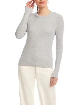 Karen Kane Long Sleeve Rib Top - Heather Gray