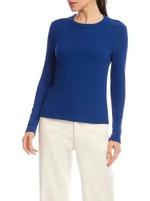 Karen Kane Long Sleeve Rib Top - Indigo
