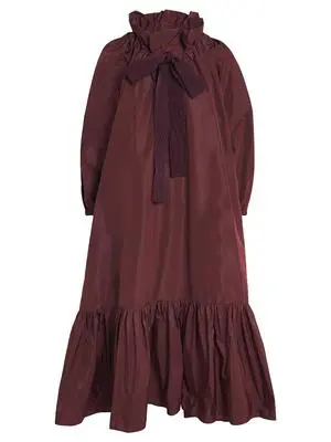 Patou Ruffle-hem Midi Dress - Burgundy