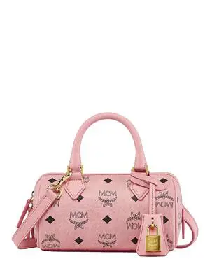Mcm Mini Ella Boston Bag In Visetos - Soft Pink