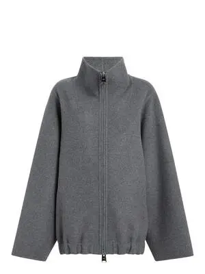 Khaite Garret High-neck Zip-front Jacket - Grey