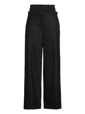 Sandro Wide-leg Pinstriped Pants - Black