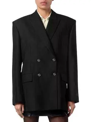 Versace Pinstripe Double-breasted Blazer - Black