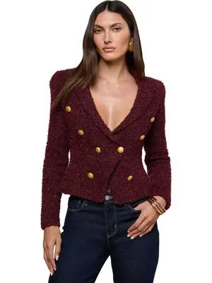 L'Agence Bethany Knit Blazer - Dark Syrah/gold