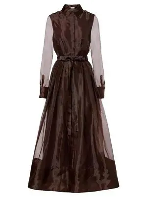 Simkhai Montgomery Organza Shirt Dress - Brown