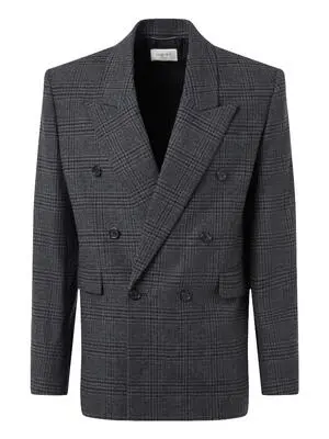 Saint Laurent Checked Wool And Cashmere Blazer - Grey
