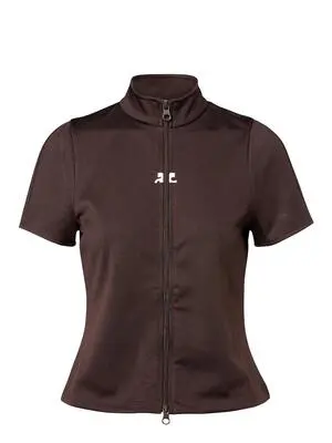 COURREGES Courrèges Interlock Jersey Zip-up Top - Brown