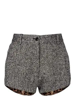 Dolce & Gabbana High-rise Wool And Cotton-blend Shorts - Grey