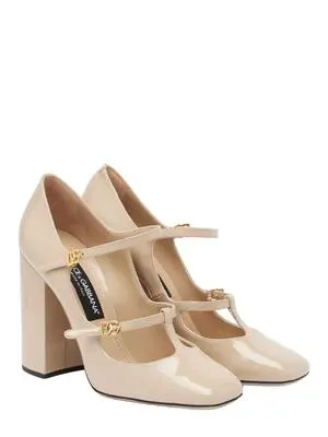 Dolce & Gabbana Dg 105 Patent Leather Mary Jane Pumps - Beige