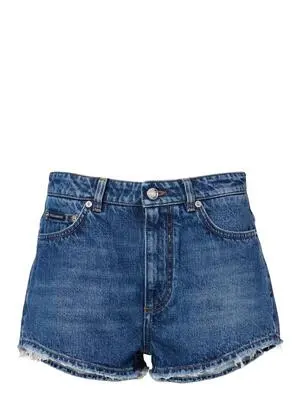 Dolce & Gabbana Frayed Denim Shorts - Blue