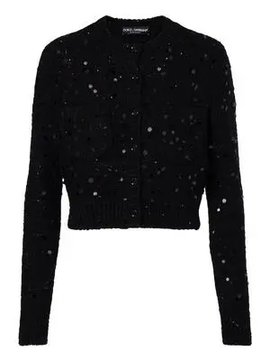 Dolce & Gabbana Sequined Wool-blend Cardigan - Black