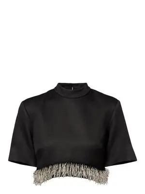 Simkhai Jalen Embellished Cropped Top - Black