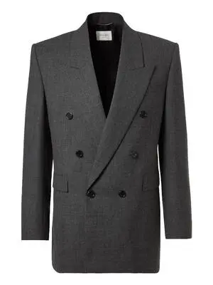 Saint Laurent Double-breasted Wool Blazer - Grey