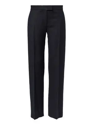 Khaite Lenn Pinstripe Wool-blend Straight Pants - Blue