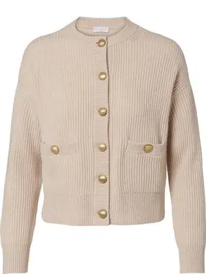 Brunello Cucinelli Wool, Cashmere, And Silk Cardigan - Beige