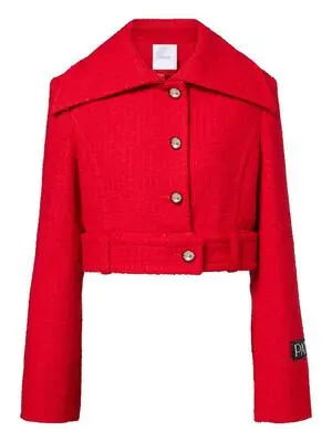 PATOU Cropped Wool-blend Tweed Jacket - Red