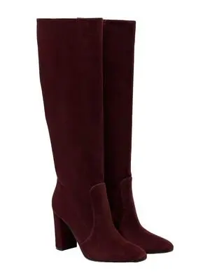 GIANVITO ROSSI Glen 85 Suede Knee-high Boots - Burgundy