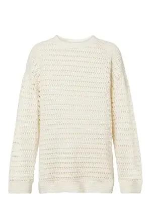LESET Lucy Crochet Cotton Sweater - White