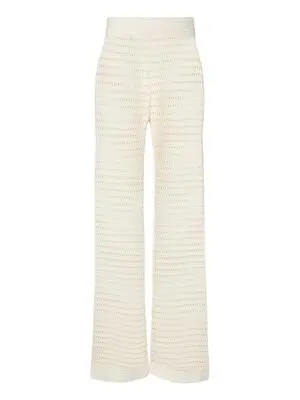 LESET Lucy Crochet Mid-rise Straight Pants - White