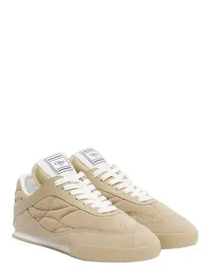 Chloé Kick Leather-trimmed Suede Sneakers - Green