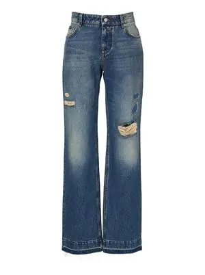 Dolce & Gabbana Distressed Straight Jeans - Blue