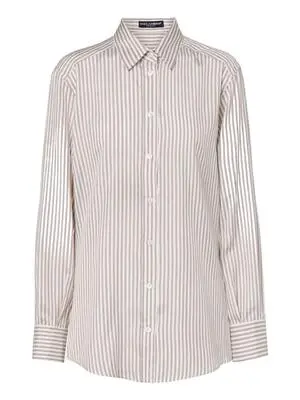 Dolce & Gabbana Striped Silk Shirt Grey