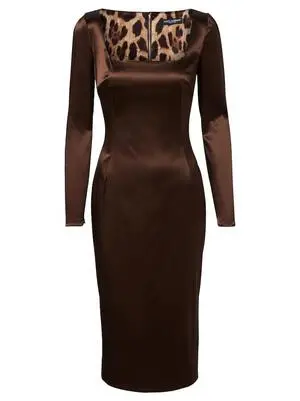 Dolce & Gabbana Satin Midi Dress - Brown