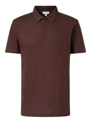 Sunspel Cotton Polo Shirt - Brown