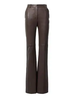 JOSEPH Tafira Mid-rise Leather Flared Pants - Brown