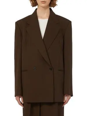 Max Mara Ginseng Double-breasted Virgin Wool Blazer - Dark Brown