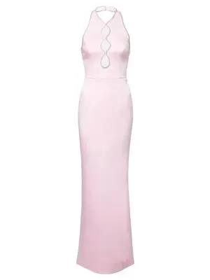 Rebecca Vallance Akari Cutout Halterneck Satin Gown - Pink