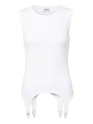 JEAN PAUL GAULTIER Ribbed-knit Cotton Jersey Tank Top - White